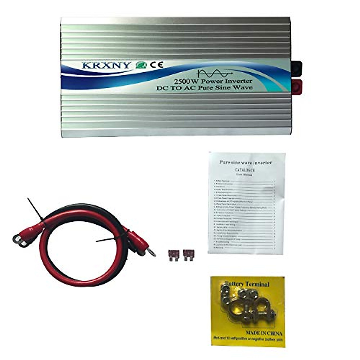 KRXNY 2500W Off Grid Pure Sine Wave Solar Power Inverter 48V DC to 110V 120V AC Converter 60HZ with LCD Display