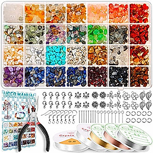 PAXCOO Crystal Jewelry Making Kit for Adults, Ring Making Kit with 28 Colors Crystal Gemstone Beads, Jewelry Wire and Pliers for Ring Making, Jewelry Making Supplies