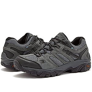 HI-TEC Ravus WP Low Waterproof Hiking Shoes for Men, Lightweight Breathable Outdoor Trekking and Trail Shoes - Dark Grey, 9 Medium