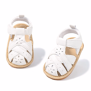 Babelvit Infant Baby Girl Boy Sandals Comfort Premium Summer Outdoor Casual Beach Shoes with Flower Bowknot Anti Slip Rubber Sole Newborn Toddler Prewalker First Walking Shoes