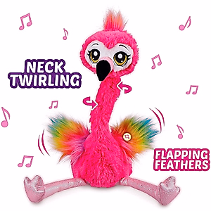 Pets Alive Frankie the Flamingo Pink - 15" Interactive Animal Dancing Plush with 3 Songs, Includes Baby Collectible Flamingo, Party Plush Toy Kids Ages 3+ by ZURU, 9.45*7.09*14.96inch