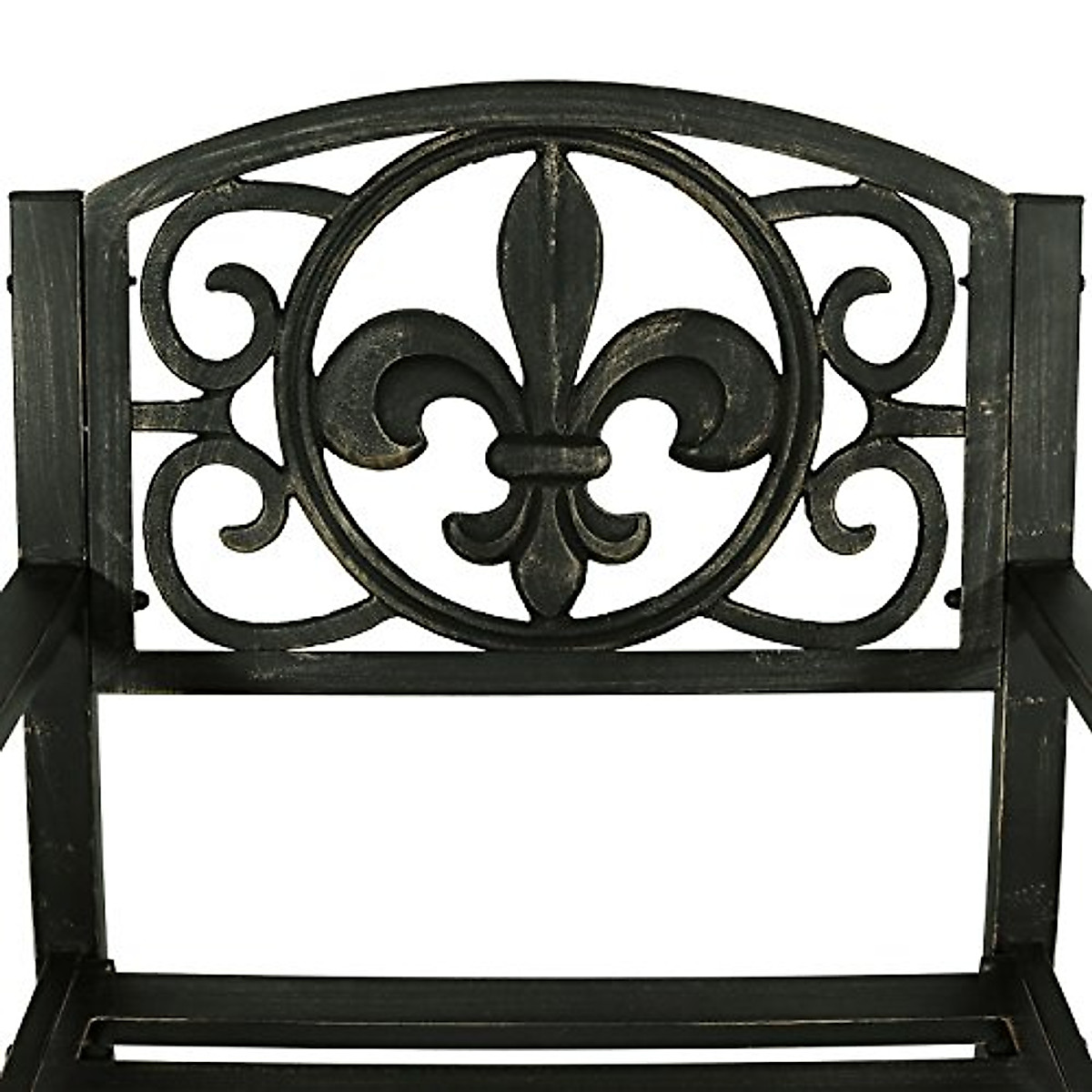 Sunnydaze Outdoor Rocking Chair - Durable Cast Iron and Steel Construction - Traditional Fleur-de-Lis Design - Outside Front Porch Furniture - Perfect Chair for Patio, Deck, Backyard or Garden