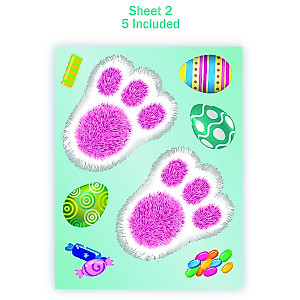Easter Decorations Bunny Footprints Kit – 80 Total Paw Print Egg & Candy Floor Decals