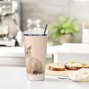 generic Personalized Coffee Tumbler with Picture, Text, Logo Custom 20oz Stainless Steel Tumbler Cup with Lid and Straw Customized Gifts for Christmas Birthday Anniversary, White