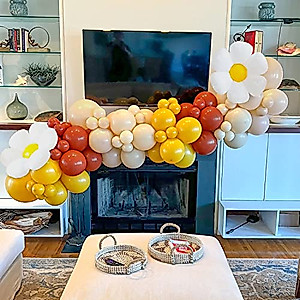 Sugoiti Daisy Spring Balloons Garland Arch Kit Orange Red Yellow Cream Flower 113PCS Latex Balloon for Baby Shower Home Garden Decor Decoration Kids' Birthday Party