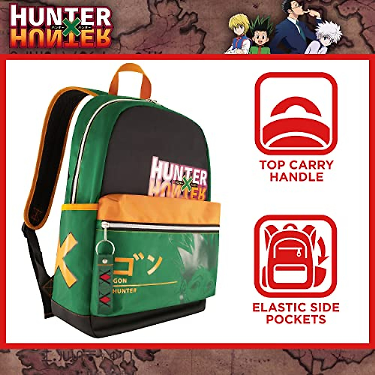Concept One Hunter x Hunter 13 Inch Sleeve Laptop Backpack, Padded Computer Bag for Commute or Travel, Green