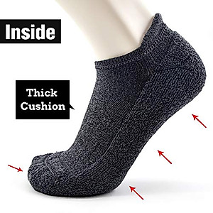 Busy Socks Hiking Socks Merino Wool for Men Women, No Show Merino Wool Dress Performance Support Athletic Cushion Tab Socks, Dark Grey, Large, 6 Pairs