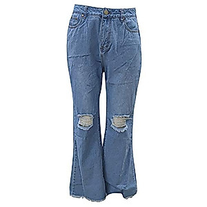 High Waisted Jeans for Women Baggy Fashion Casual Denim Jeans Stretch Distressed Trousers Daily Y2K Jeans for Teen Girls