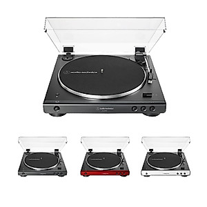 Audio-Technica AT-LP60XBT-RD Fully Automatic Belt-Drive Stereo Turntable, Red/Black, Bluetooth, Hi-Fi, 2 Speed