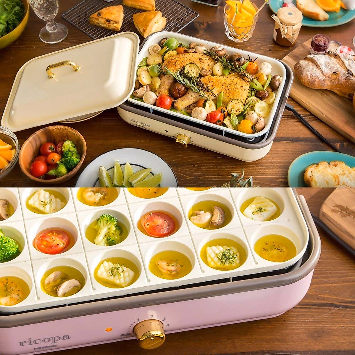 IRIS OHYAMA Mini Electric Griddle"ricopa" MHP-R102-PA (Ash Pink)【Japan Domestic genuine products】