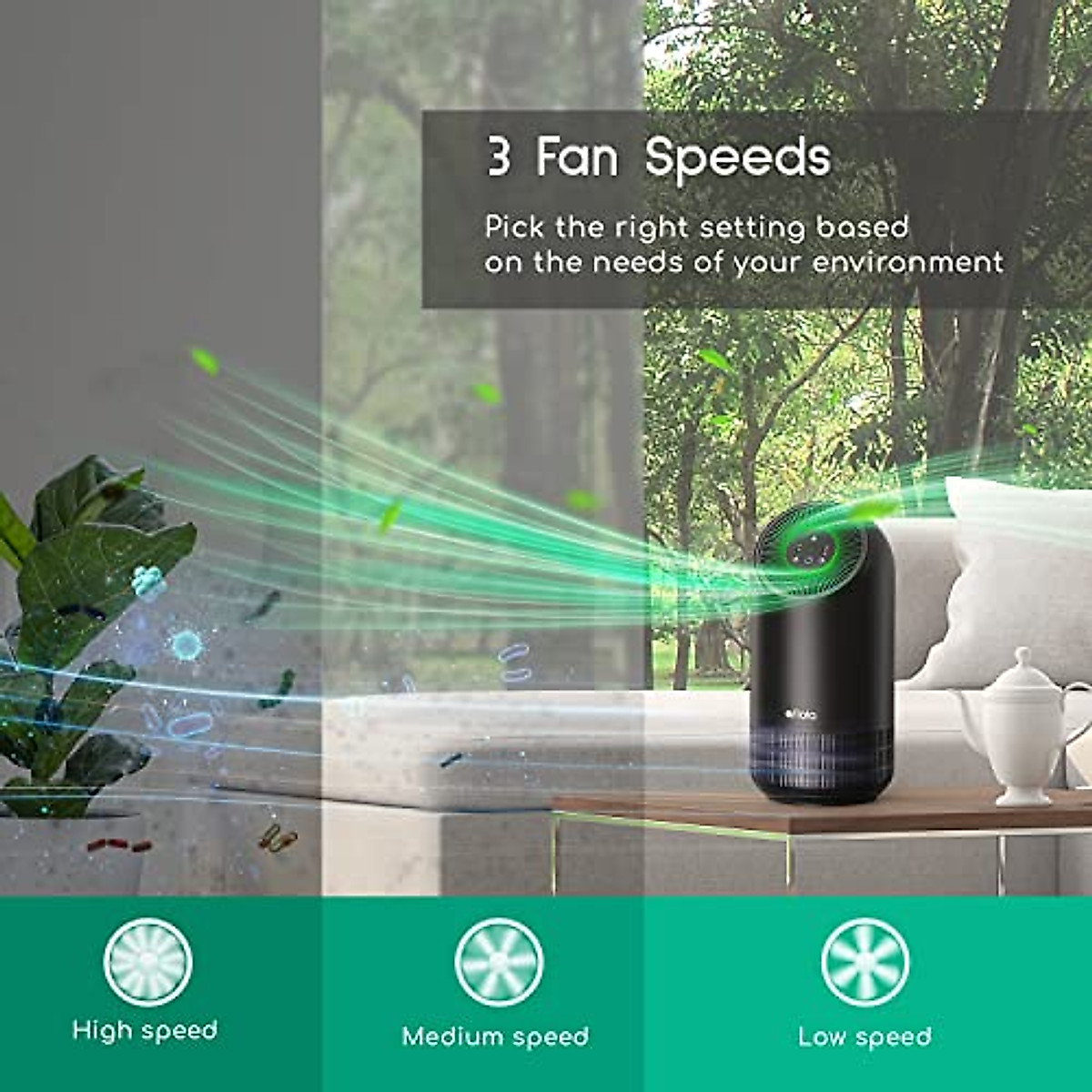 Air Purifiers for Home Up to 880 Ft² With Fragrance Sponge, 24dB HEPA Filter Air Fresheners,3-Stage Filtration Remove 99.99% Smoke, Allergies, Pet Dander, Odor, Dust cleaner For bedroom and office