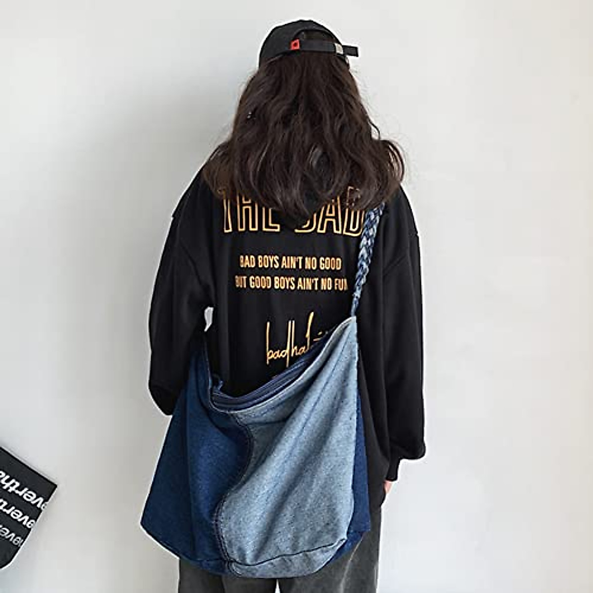 Yohora Shoulder Bag for Women Denim Crossbody Bag Casual Lightweight Shopper Handbag for Teen Girls