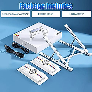 NORMIA RITA Semiconductor Laptop Cooling Stand, 3S Fast Cooling Foldable Laptop Cooler with Refrigeration Plate, Portable Gaming Laptop Cooling Pad for Desk with 8 Heights Adjustable