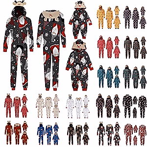 Christmas Matching Reindeer Romper Pajamas Sets for Family Holiday Soft Hooded Jumpsuit Pajamas Xmas Sleepwear for Party(C-Grey,20 Months)