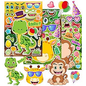 KARSLORA Stickers for Kids, 27 Sheets Make a Face Stickers for Kids, Make Your Own Stickers for Kids, Funny Animal Face Stickers, Party Favors for Kids