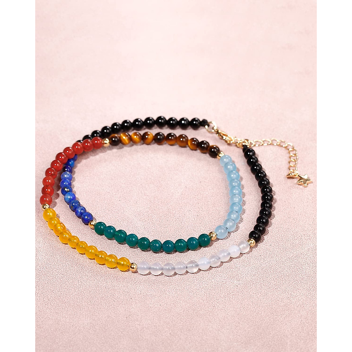 Jewever 7 Chakra Choker Necklace for Women Crystals and Healing Stones Balance Meditation Yoga Worry Stone Jewelry Gifts (16"+2")