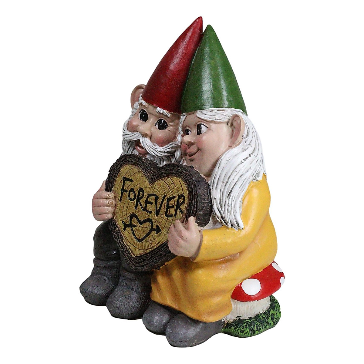 Ebros Whimsical Mr and Mrs Gnome Hobbit Couple Sitting On Toadstool Mushrooms Statue 6.25" Tall 'Forever Love Struck' Gnomes Home Decor Sculpture Figurine