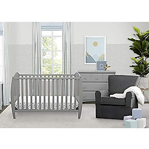 Delta Children Twinkle 4-in-1 Convertible Baby Crib, Easy to Assemble, Sustainable New Zealand Wood, Grey