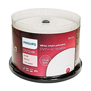 PHILIPS DVD+R 8.5G INKJET DUAL, LAYER,CAKE BOX, 50PKS, 600/CRN A2