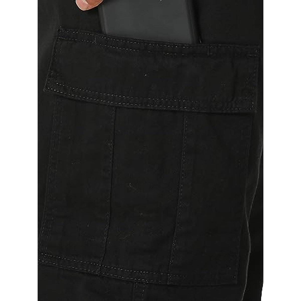 Wrangler Authentics Men's Big & Tall Relaxed Fit Cargo Pant (Logan), Black Twill, 46W x 30L