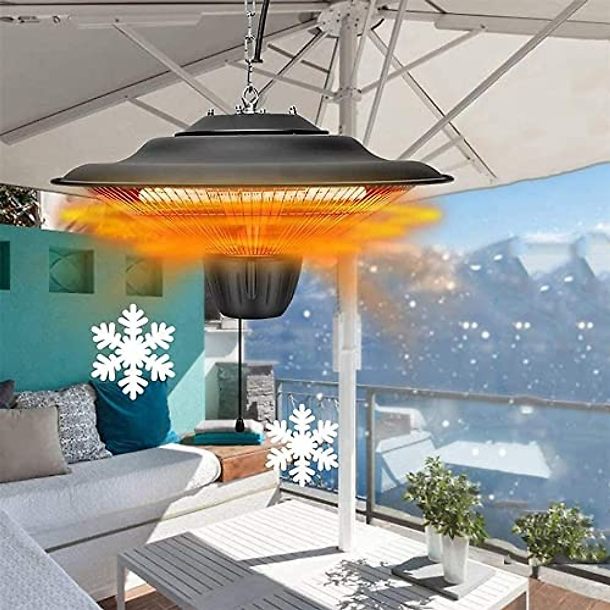 Outdoor Patio Heaters,110V Electric patio heater,Hanging Ceiling Mounted Heater Outdoor Space Heater/outdoor heaters for patio 2 Heat Setting 600/1500W for Garage Backyard Restaurant Thanksgiving