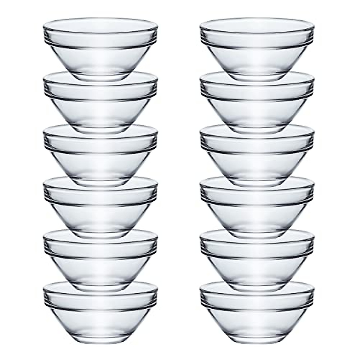 JHNIF 12pcs Clear Glass Soy Sauce Dipping Bowls Side Dishes for Snack Sushi Fruit Appetizer Dessert. 3 Inch