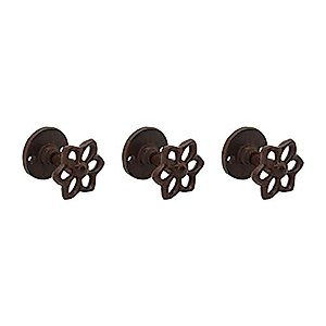 Parisloft Retro Cast Iron Single Hook - Rustic Wall Mounted Metal Hook for Coat, Key, Hat, Towel- Antique Brown - Set of 3