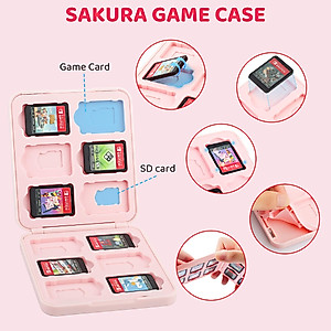 GLDRAM Pink Carrying Case Bundle for Nintendo Switch & OLED Modle, Cute Anime Switch Travel Case with Bunny, Portable Carrying Accessories Kit with Shoulder Strap, Game Card Case, Thumb Grip Caps