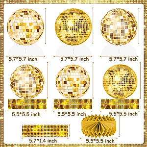 Gold Disco Ball Party Honeycomb Centerpieces 70s Disco Birthday Party Table Decoration 12pcs Disco Party Table Centerpieces for 70s Disco Themed Birthday Party Supplies(Paper)