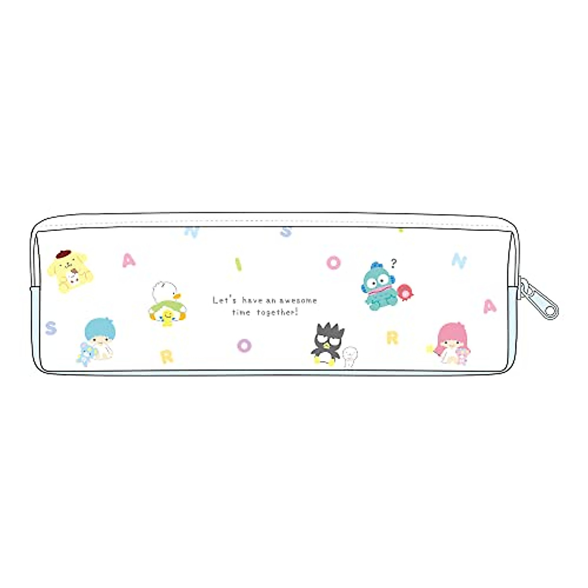 Tees Factory Sanrio SR-5540754CA W Zipper Slim Pen Pouch, Colorful, Alphabet