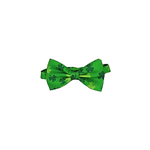 JEWEKY St. Patrick's Day Bow Tie Shamrock Clover Ties Adjustable Party Rave Clothing Accessory for Women and Men (Green)