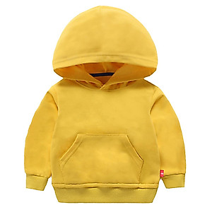 TeTii Baby Toddler Kids Boy Girl Solid Casual Pocket Hoodie Sweatershirt Pullover Yellow