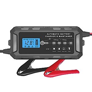 Andeman 10-Amp Automotive Smart Battery Charger, 6V 12V 10A / 14.4V 9A Portable Battery Tender Car Battery Charger, Deep Cycle Battery Maintainer for Car Truck Motorcycle SUV UTV ATV RV Motorboat