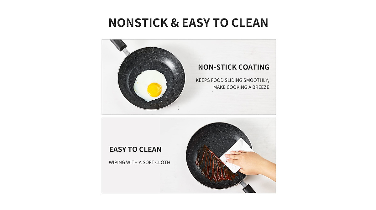 HooJay Nonstick Frying Pan Set - 3 Sizes for Every Cook
