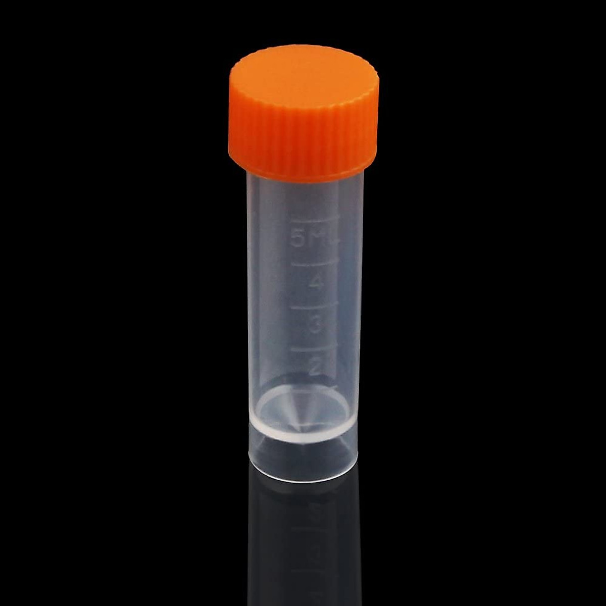 LANIAKEA 200Pcs Plastic Test Tubes with Screw Cap, 5ml Small Plastic Vials Centrifuge Test Tube, Plastic Frozen Test Tubes, Vial Screw Orange Seal Capfor Office School Laboratory Chemistry