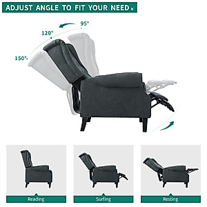 YITAHOME Wingback Recliner Chair, Push Back Recliner with High Back, Upholstered Tufted Accent Lounge Armchair Single Sofa Adjustable for Living Room, Grey