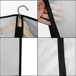 homeminda Extra Long Dress Garment Bags 60in Clear Hanging Lightweight Breathable Dust Cover with Study Full Zipper for Storage Clothes and Travel Pack of 6