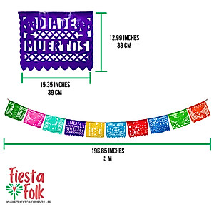5 pack Mexican Papel picado dia de los muertos HandMade by Mexican artisans - Dia de los muertos papel picado mexicano para fiesta - Day of the dead banner mexican theme party decorations ofrenda kit