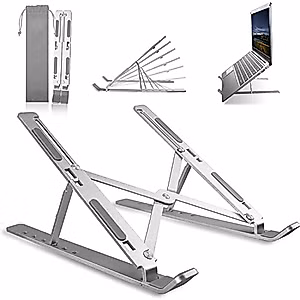 SGIN Laptop Stand, Computer Stand, Adjustable Laptop Riser, Foldable Ergonomic Laptop Holder Compatible with 10-15.6” Laptops(Silver)