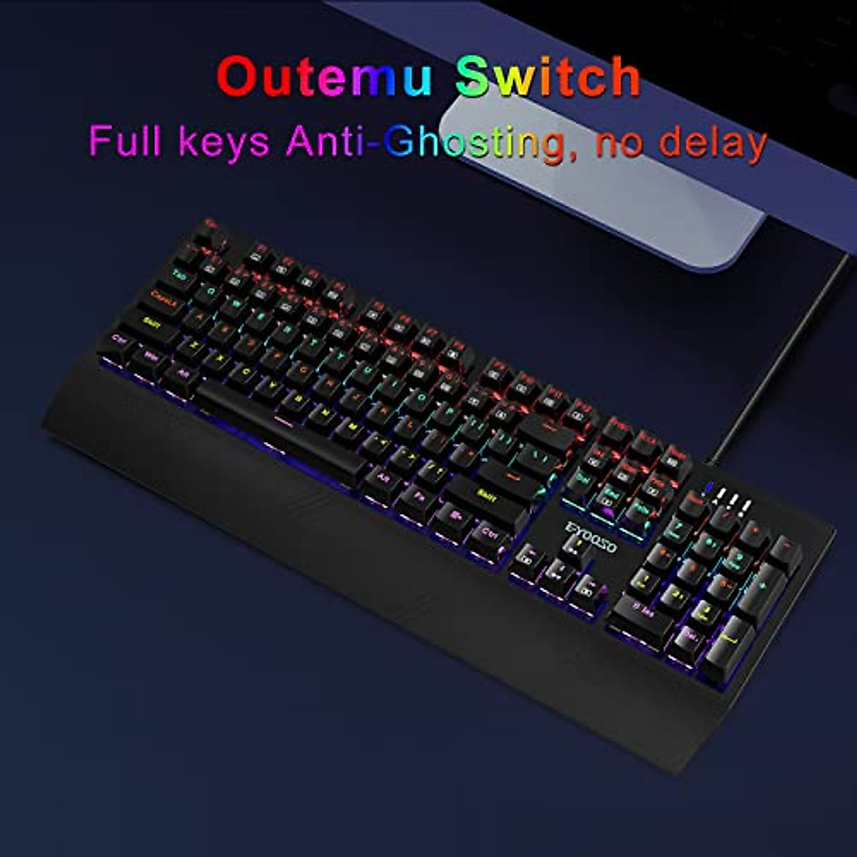 E-YOOSO Mechanical Keyboard, Mechanical Gaming Keyboard with Red Switches, 104 Keys, Wired Keyboard Mechanical with Rainbow Backlit & RGB LED Side Light, Linear Keyboard for Windows, Gaming, PC