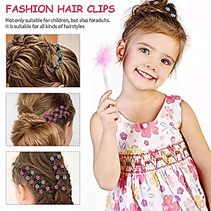 Syhood 96 Pieces Mini Hair Claw Clips, Rhinestone Mini Flower Hair Clips, Metal Clamps, Mix Colored Flower Accessories for Women Girls