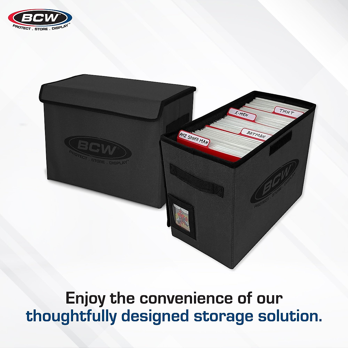 BCW Comic Book Storage Box - 1 ct | Foldable Comic Book Case | Each fits 125-150 Sleeved and Boarded Comic Books | Comic Book Storage For Silver, Bronze, and Current Comics (Single, Gray)