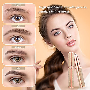 CkeyiN Electric Eyebrow Trimmer for Women, Portable Rechargeable Facial Hair Removal Epilator with LED Light