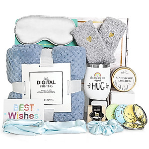 Get Well Soon Gifts for Women, 13 Pcs Care Package Gift Feel Better Basket Warm After Surgery Recovery Encouragement Gift Thinking of You Box with Blanket Tumbler for Friends Female