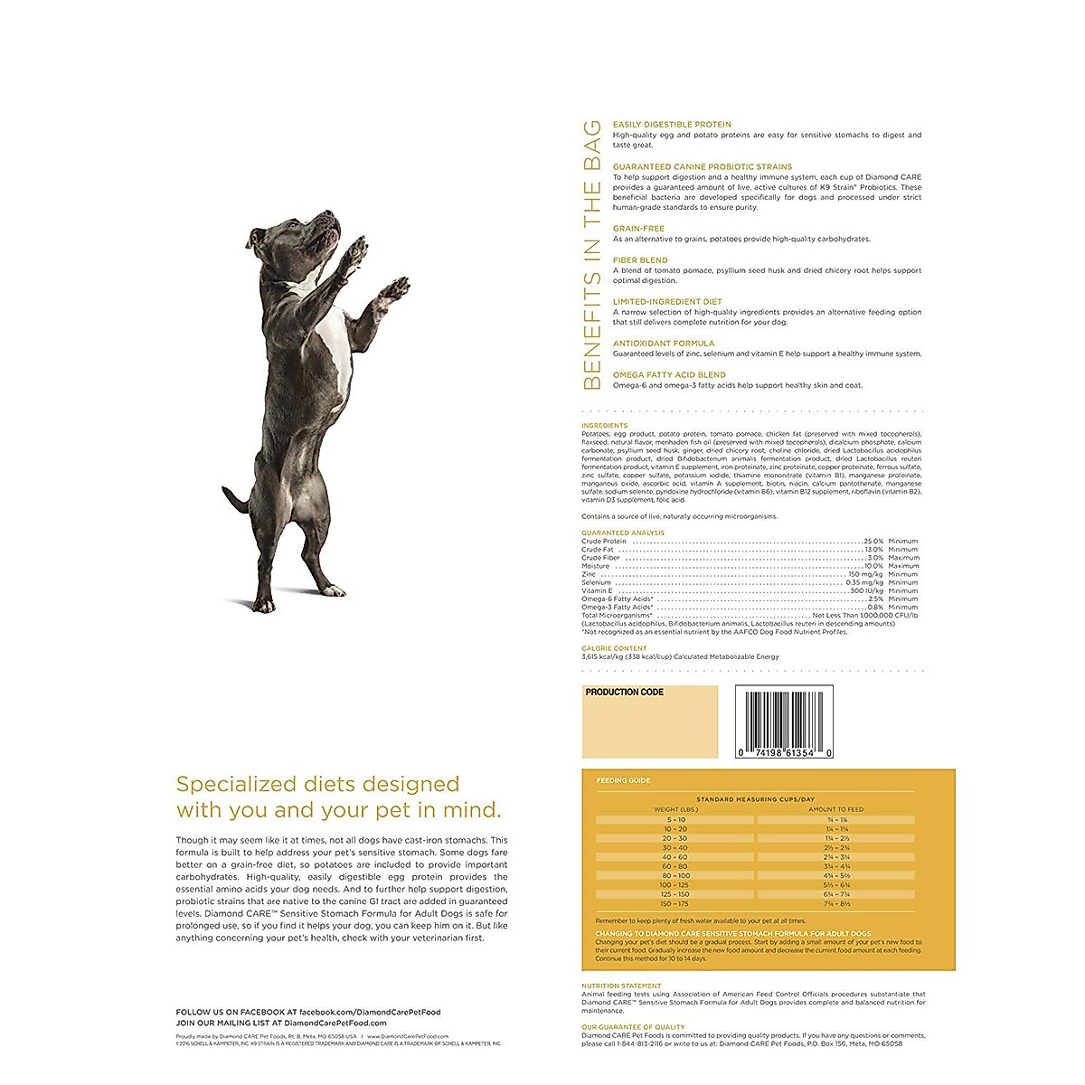 Diamond CARE Sensitive Stomach Dry Dog Food Specially Made as a Limited Ingredient Diet to Support Dogs with Sensitive Stomach & Digestive Issues Made with Probiotics and Antioxidants