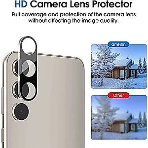 amFilm [2+2 Pack Hybrid Film Screen Protector for Samsung Galaxy S23+/S23 Plus 6.6 Inch [100% Fingerprint ID Compatible] with Tempered Glass Camera Lens Protector and Easy Installation Tray.