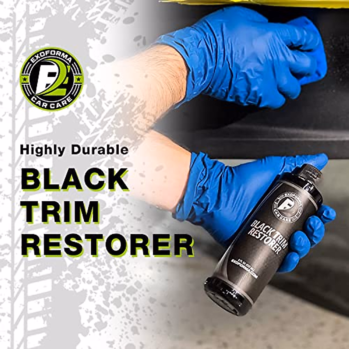ExoForma Black Trim Restorer - Restores Factory Black to Plastic Trim - Protects Against UV Rays - Unique Dye-Infused Formula Lasts 6+ Months - Helps Conceal Scratches & Scuff Marks - Works in Seconds