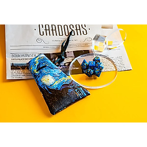 QIELIZI DND Dice Bag Pouch,PU Leather Dragon Dice Pouch Wih 7 Die Set Perfect for Dungeons and Dragons RPG D&D Dices, Coins and Accessories(Starry Sky)