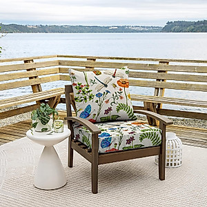 All Smiles Outdoor Seat Cushions for Patio Furniture Cushions Set of 24X24 Inch Waterproof Garden Flowers Farmhouse Decorative Cushions for Chair Chair Yard Garden Deck