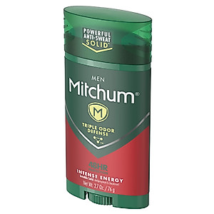 Mitchum Men's Deodorant, Antiperspirant Stick, Triple Odor Defense Invisible Solid, 48 Hr Protection, Dermatologist Tested, Intense Energy, 2.7 Oz (Pack of 1)